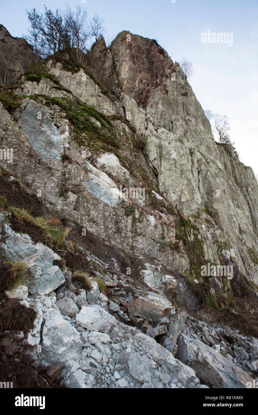 on 26th November 2018, a large portion of Castle rock in Thirlmere ...