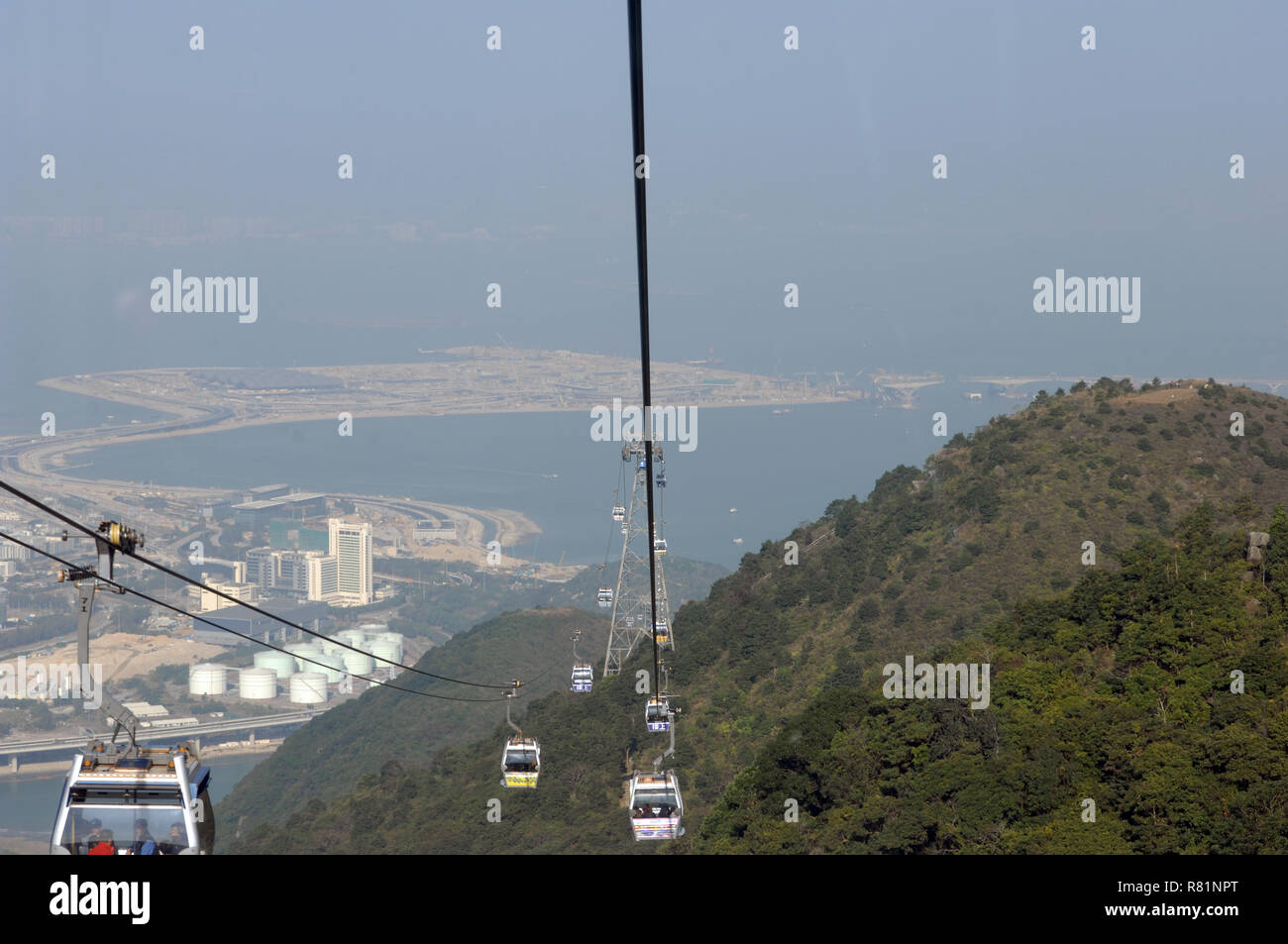View from Ngong Ping 360 Cable Car chair lift of the Tian Tan Buddha ...