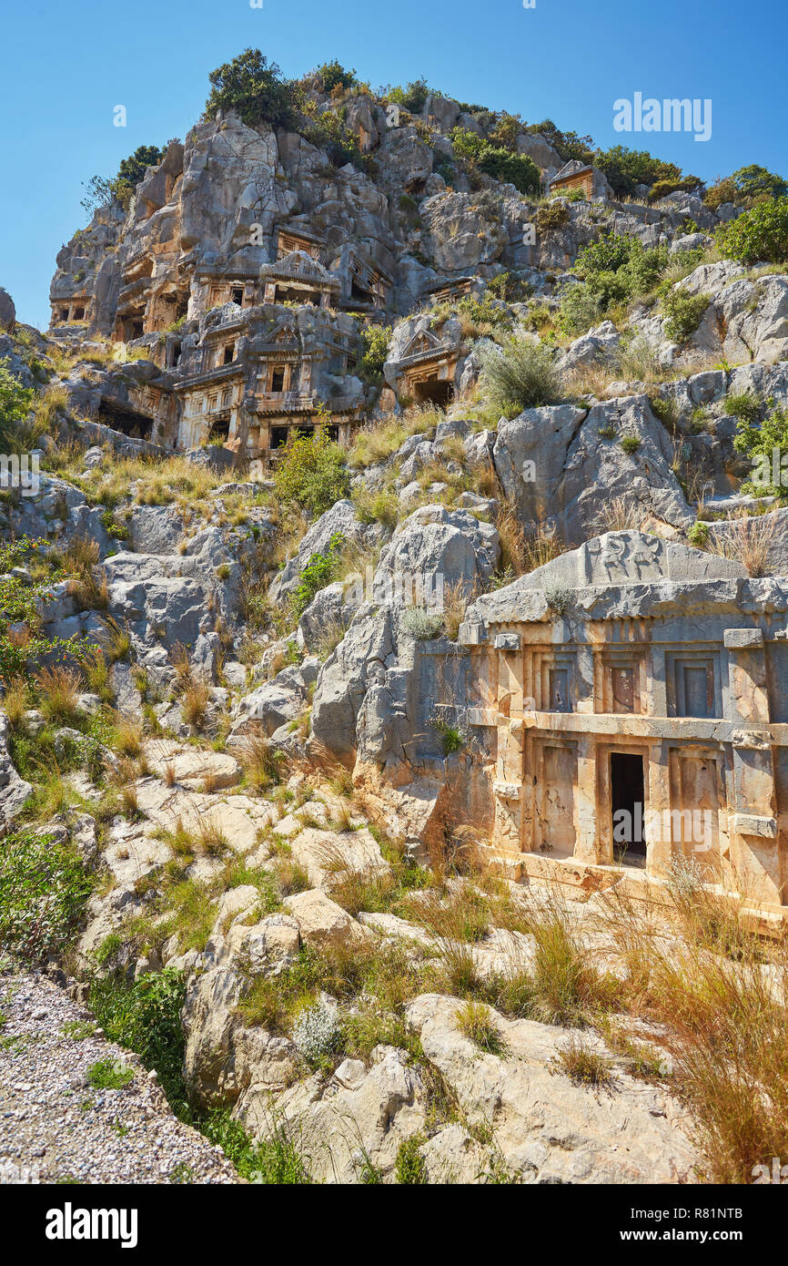 Mediterranean cliff tombs the ancient lycian rock tombs of demre hi-res ...