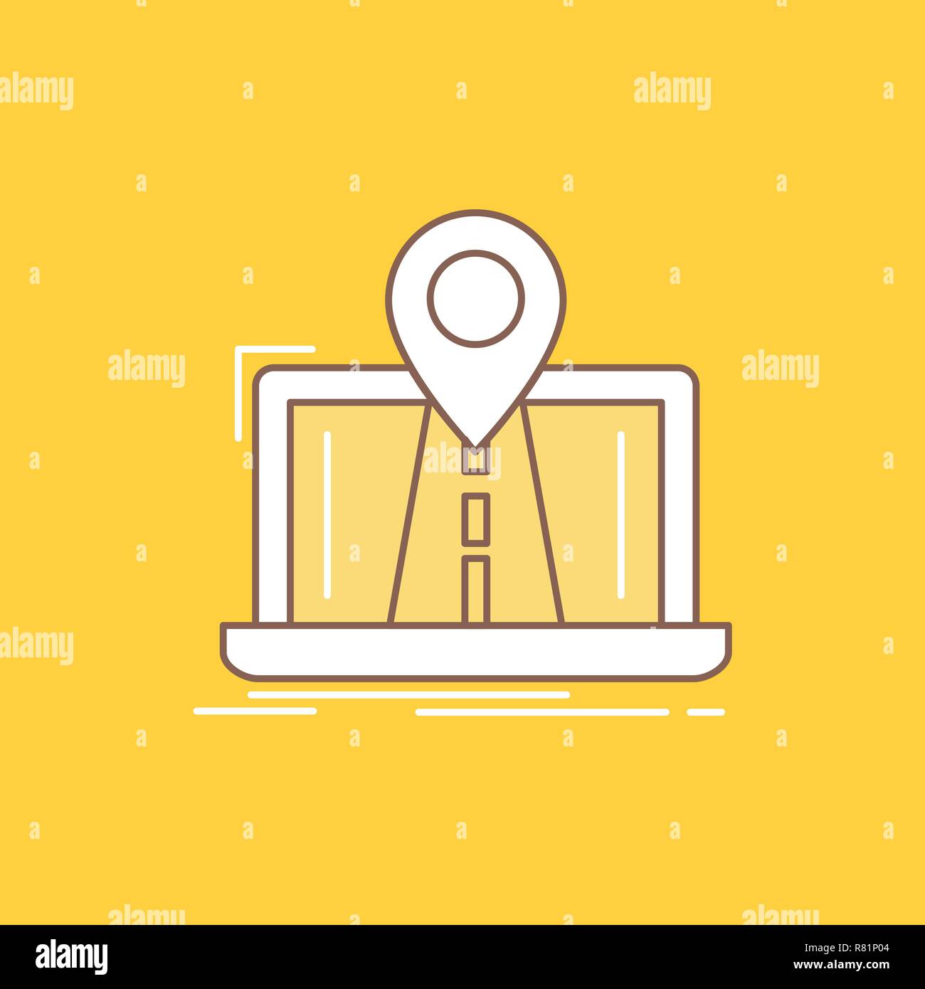 Navigation, Map, System, GPS, Route Flat Line Filled Icon. Beautiful ...