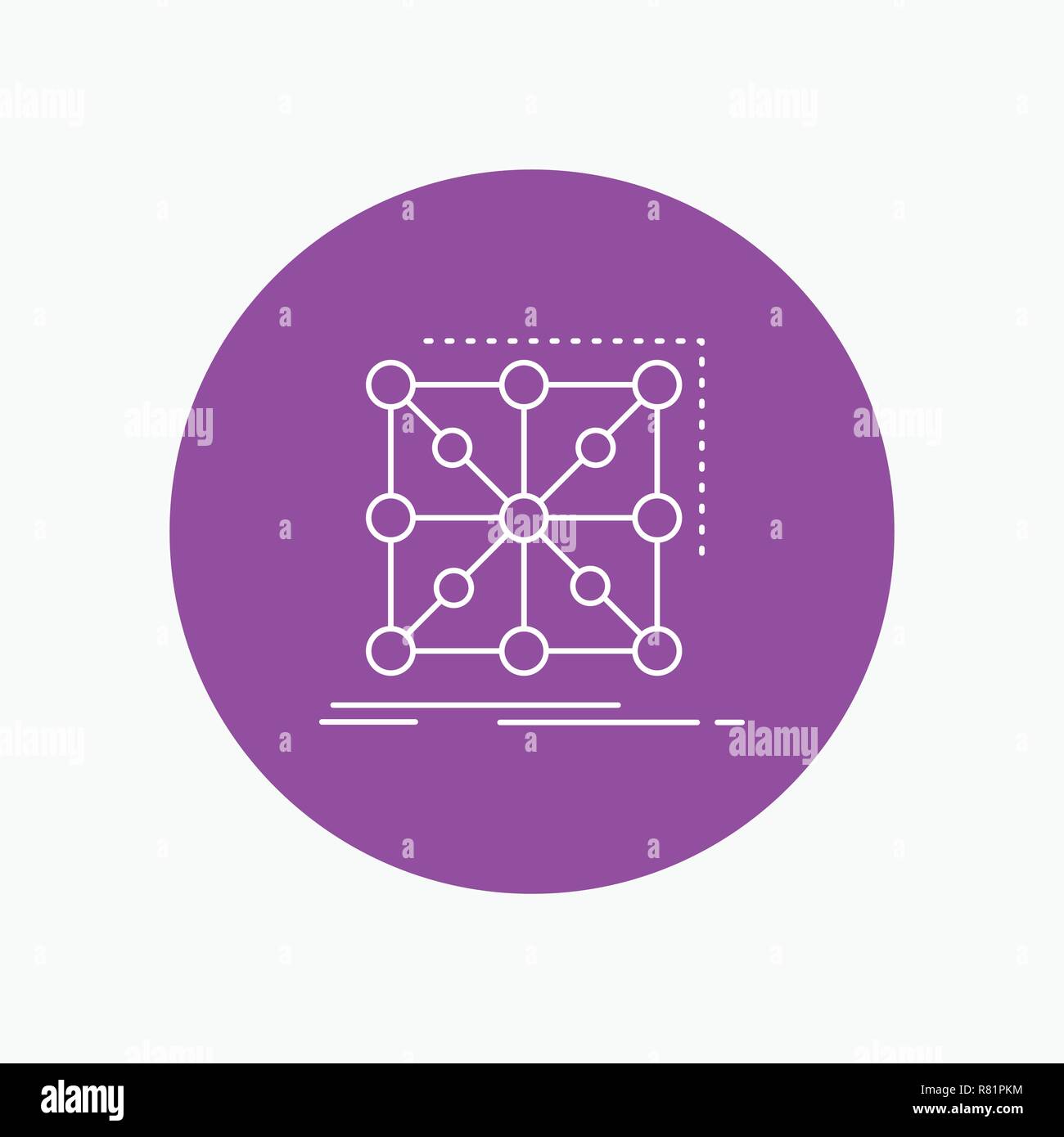 Data Framework App Cluster Complex White Line Icon In Circle Background Vector Icon