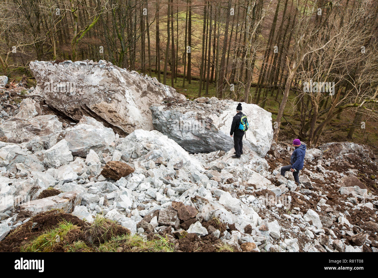 on 26th November 2018, a large portion of Castle rock in Thirlmere ...