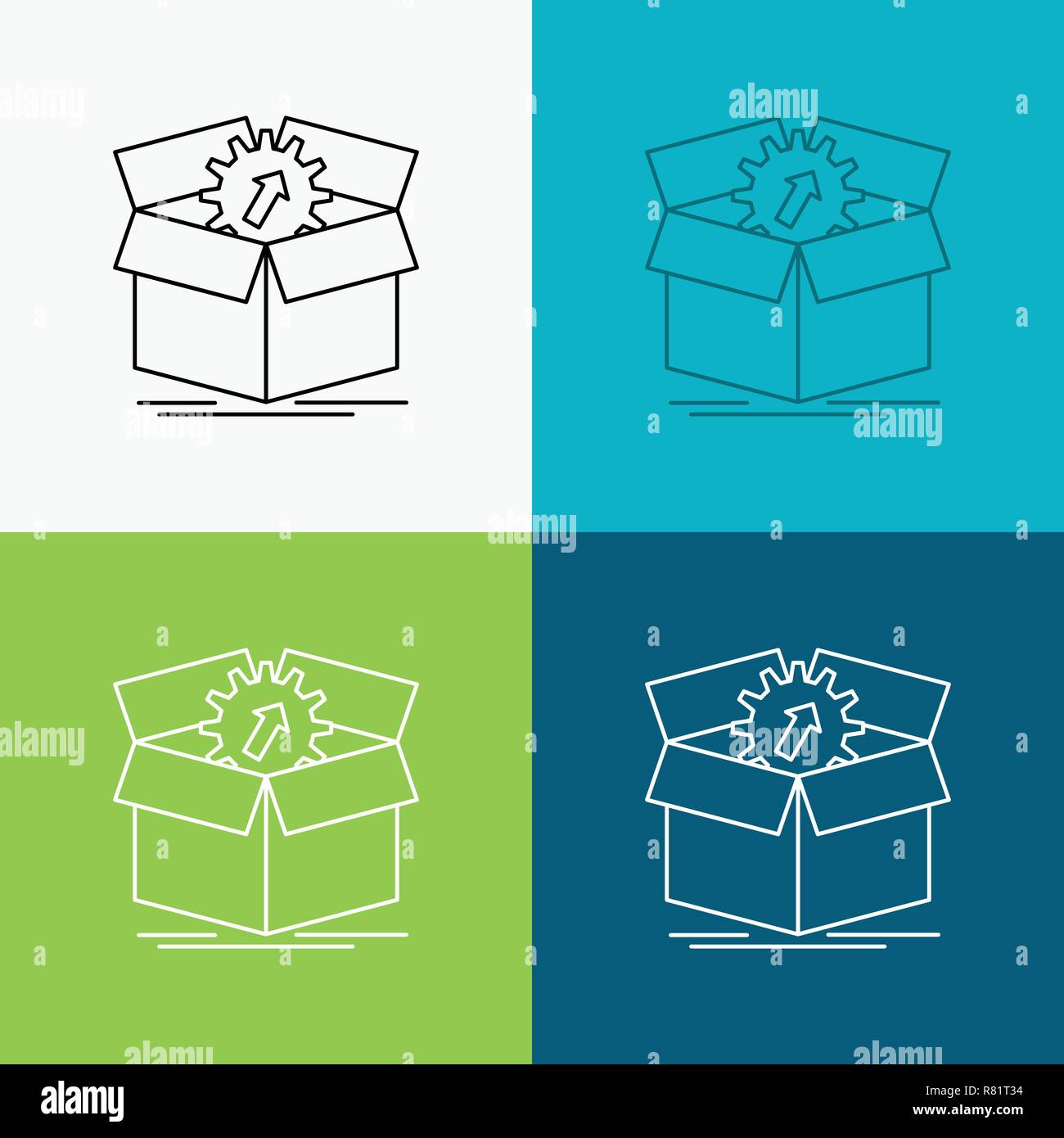 Upload Performance Productivity Progress Work Icon Over Various Background Line Style