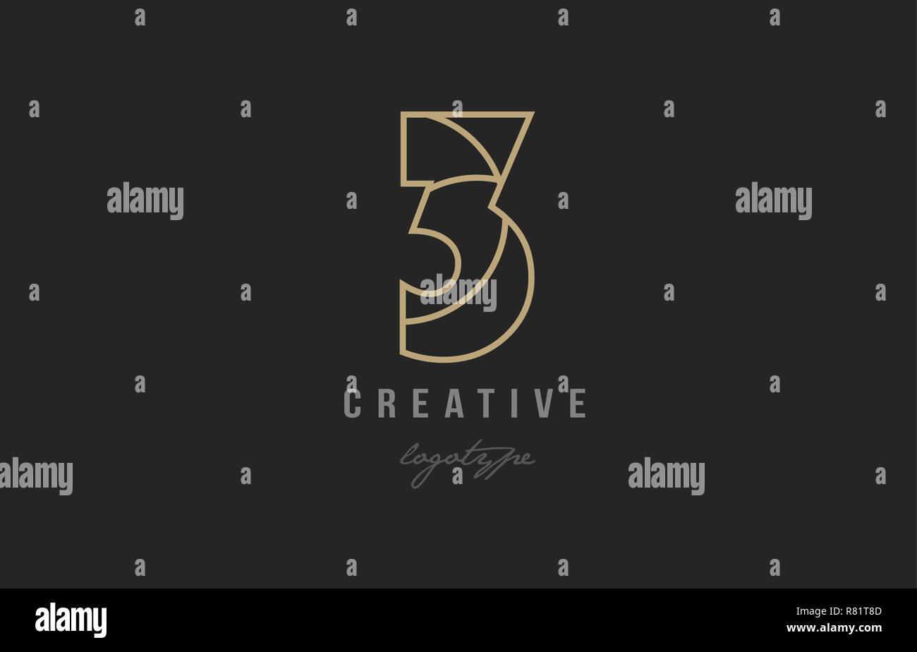 black and yellow gold number 3 logo combination design suitable for a ...