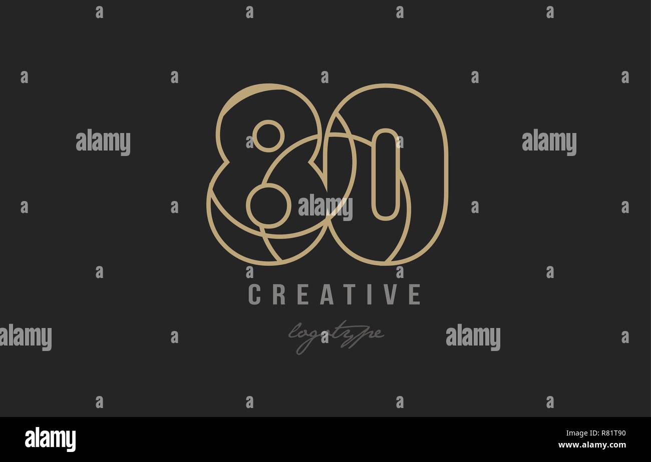 black and yellow gold number 80 logo design suitable for a company or ...