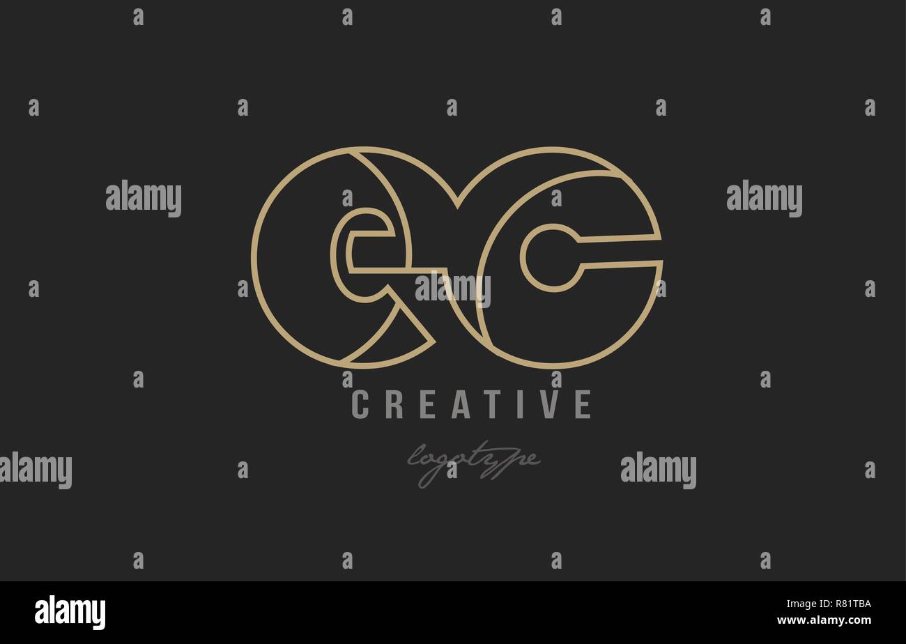 black and yellow gold alphabet letter ec e c logo combination design ...