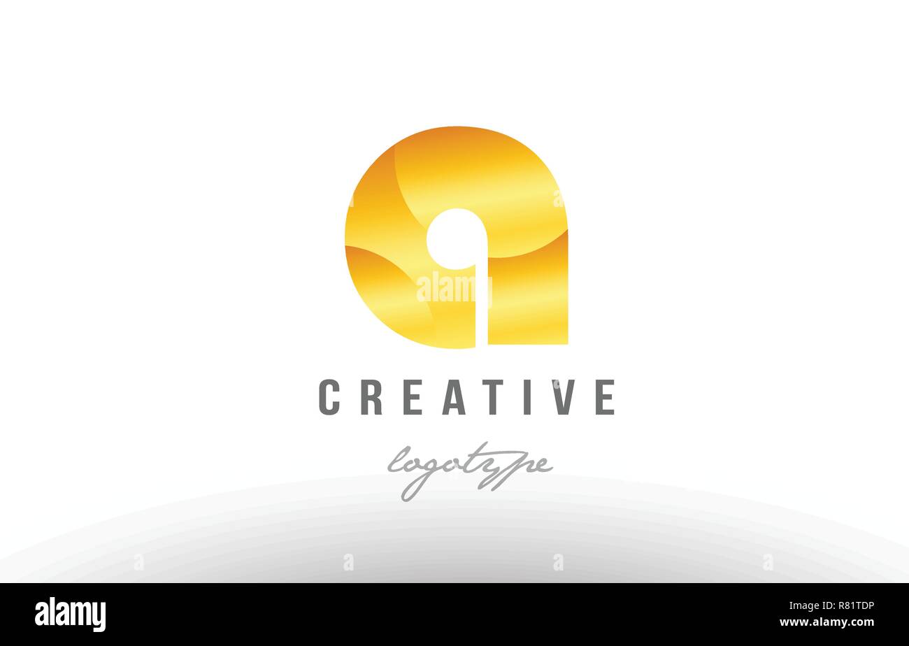 Design of alphabet letter a with gold golden metal gradient color ...