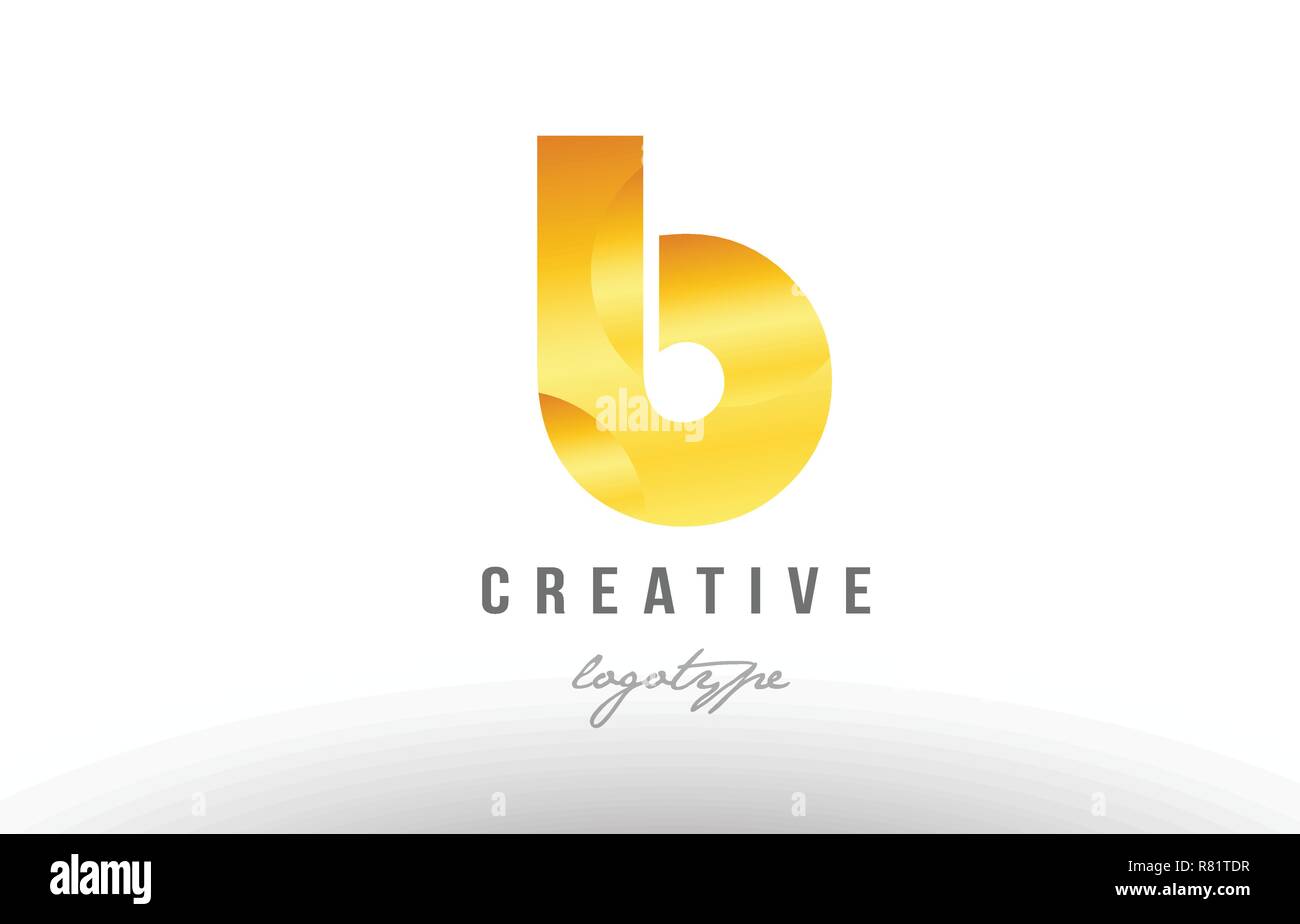Design of alphabet letter b with gold golden metal gradient color ...
