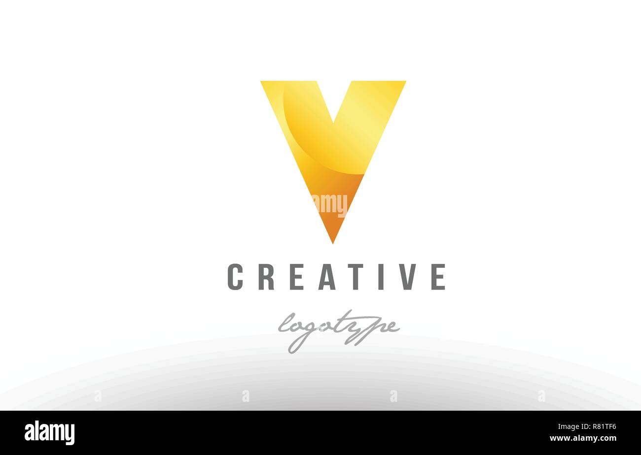 Design of alphabet letter v with gold golden metal gradient color ...