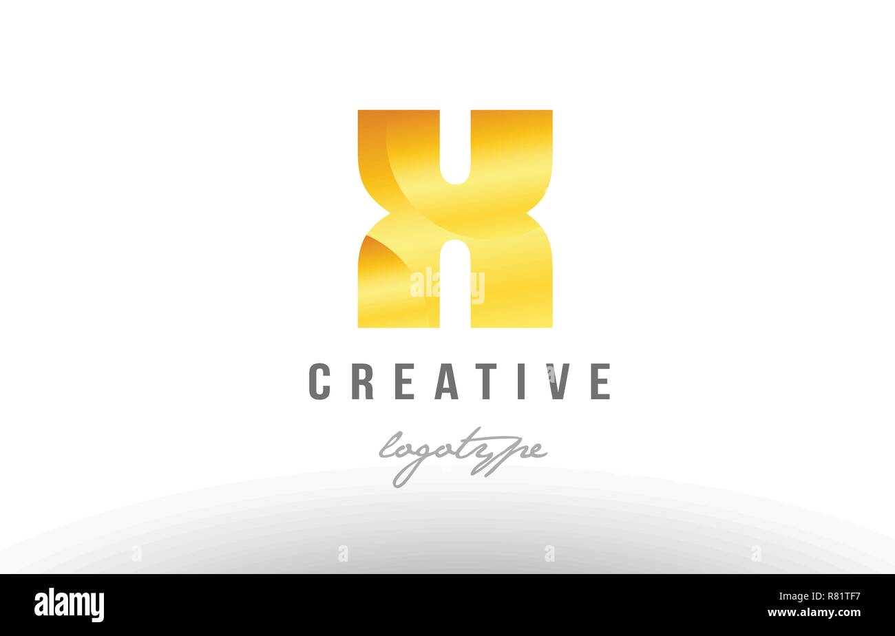 Design of alphabet letter x with gold golden metal gradient color ...