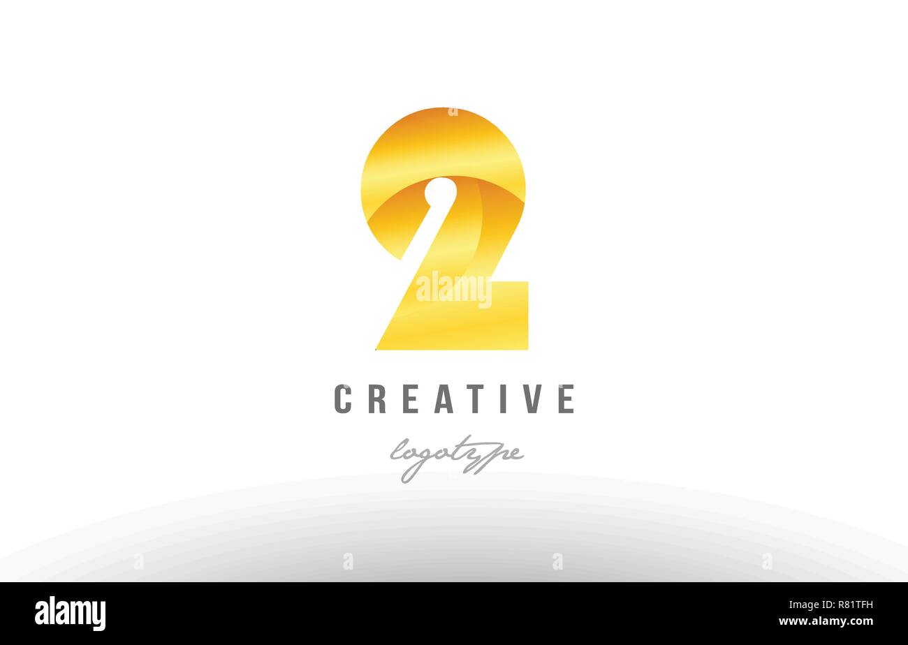 Design of number 2 two with gold golden metal gradient color suitable ...