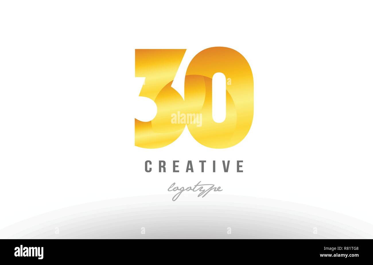Design of number 30 with gold golden metal gradient color suitable as a ...