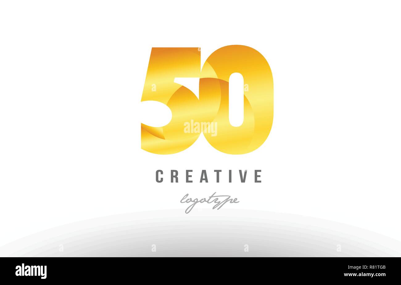 Design of number 50 with gold golden metal gradient color suitable as a ...