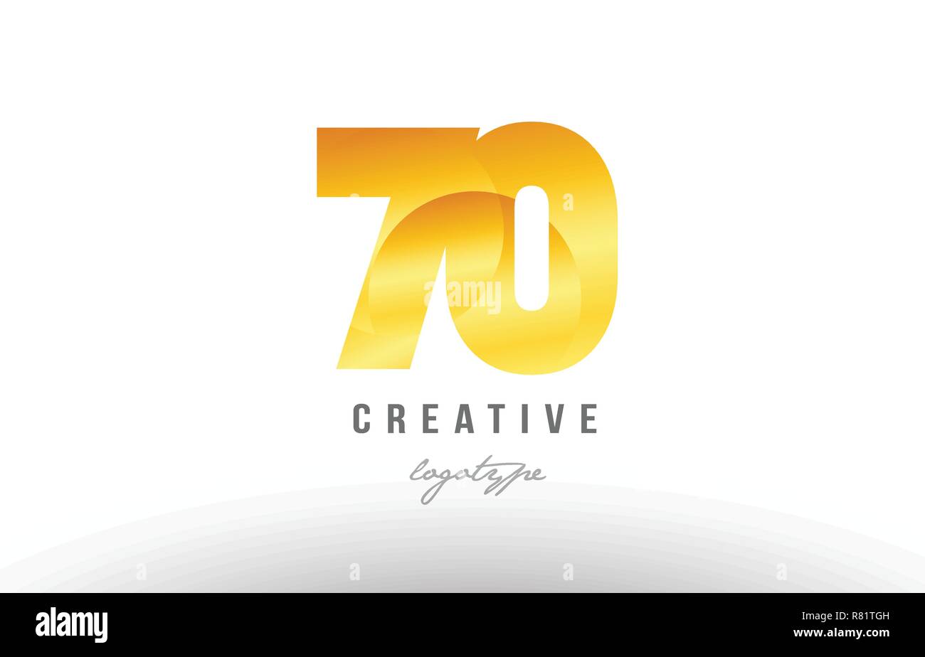 Design of number 70 with gold golden metal gradient color suitable as a ...