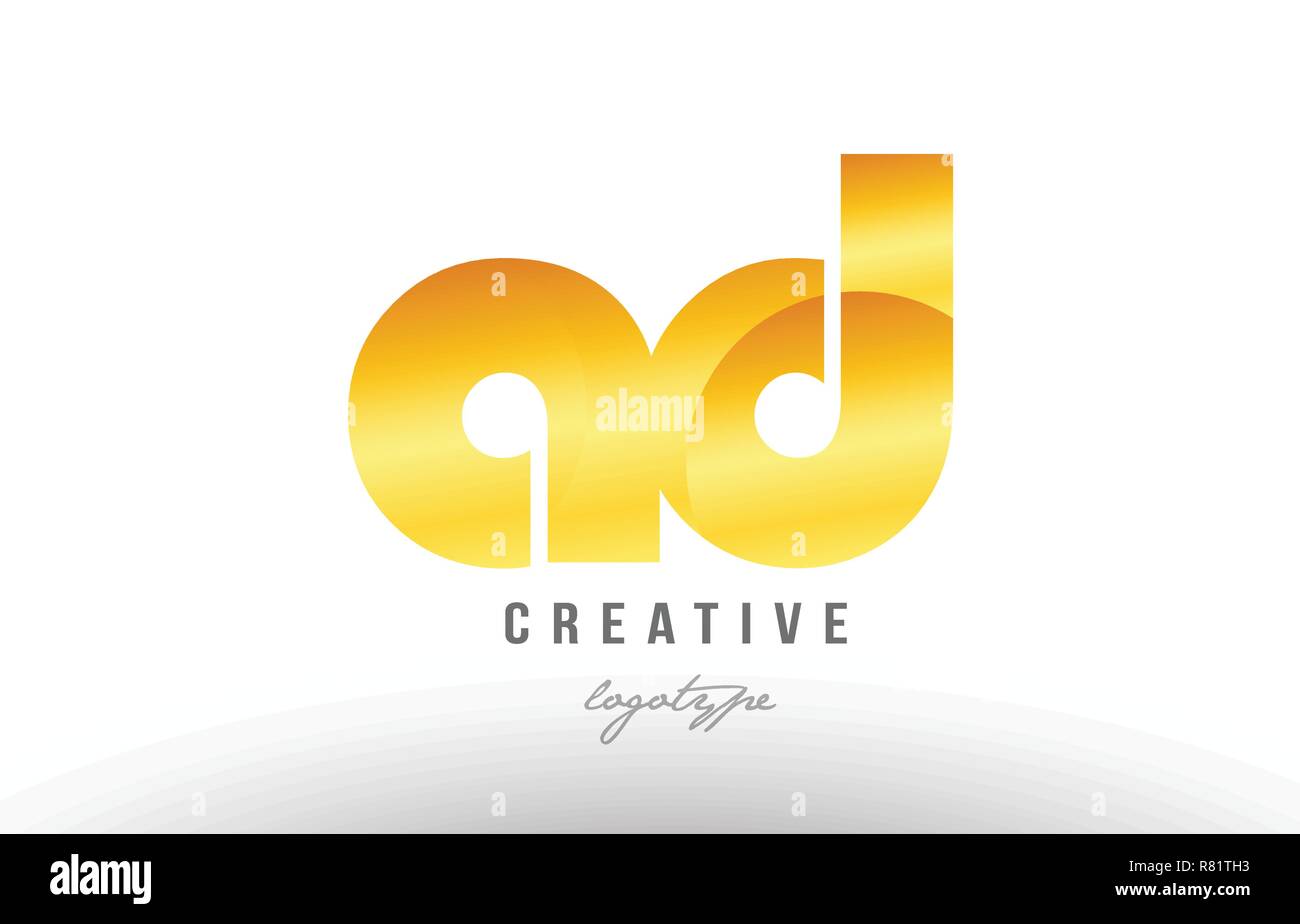 Design of alphabet letter logo combination ad a d with gold golden ...