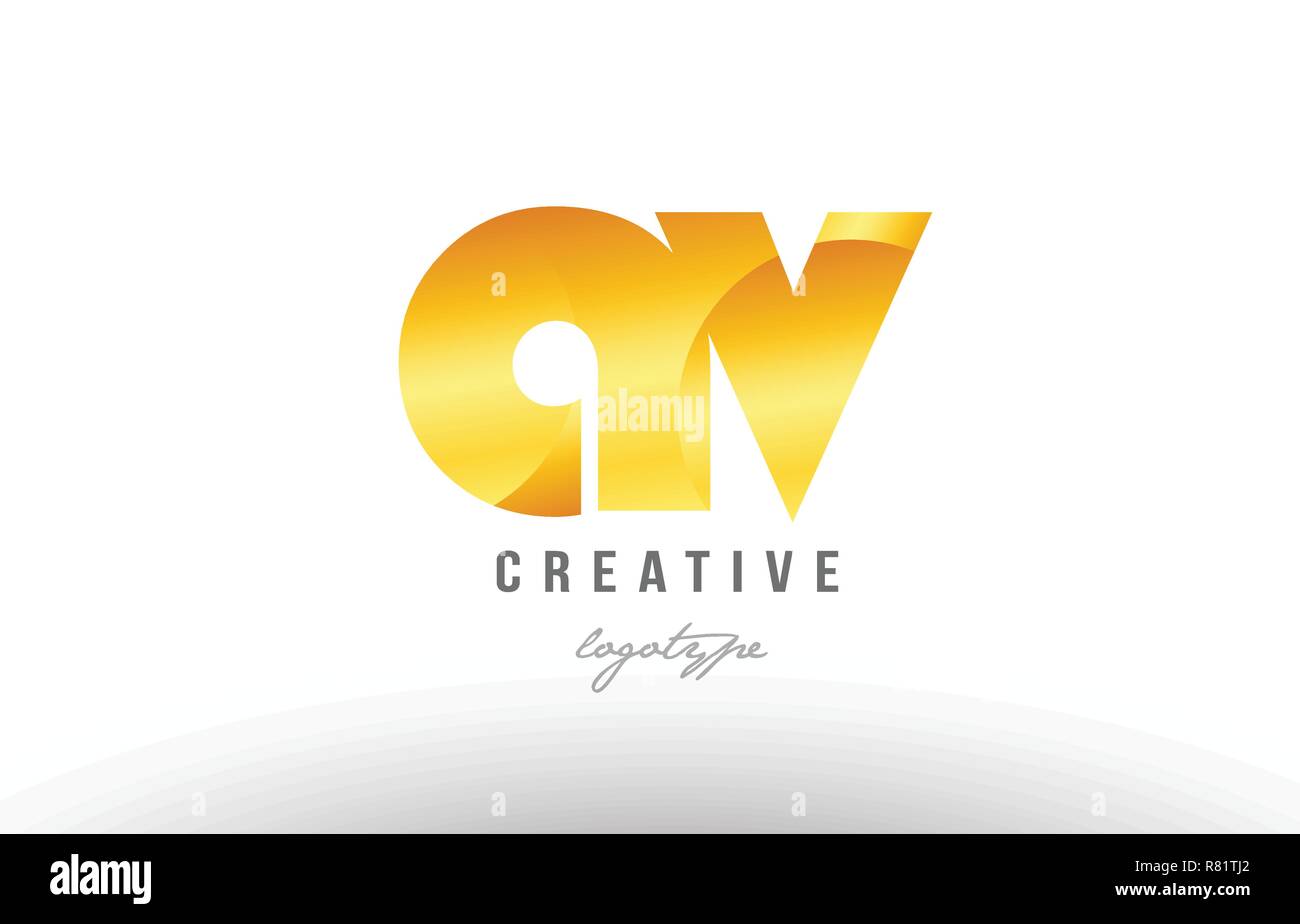 Design of alphabet letter logo combination av a v with gold golden ...