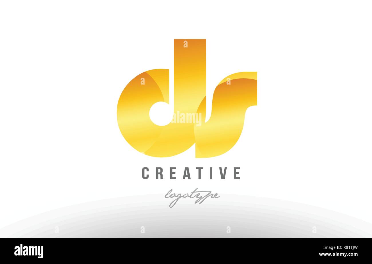 Design of alphabet letter logo combination ds d s with gold golden ...