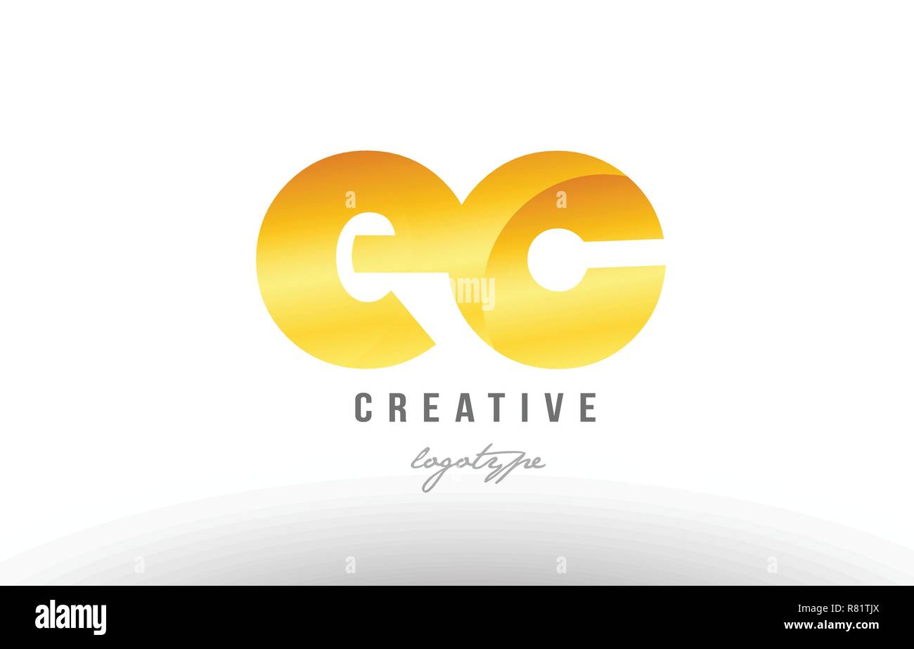 Design of alphabet letter logo combination ec e c with gold golden ...