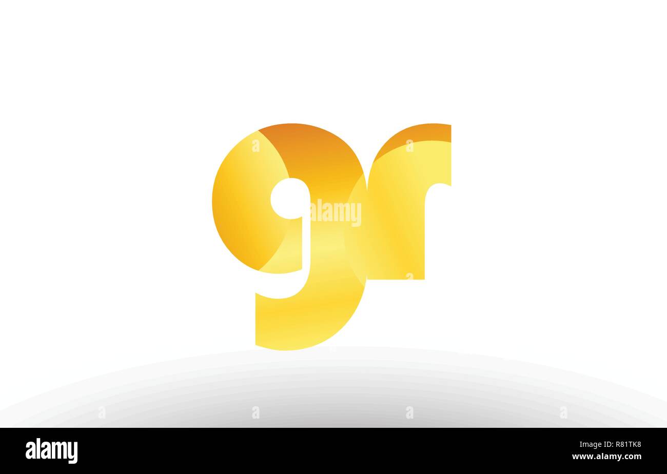 Design of alphabet letter logo combination gr g r with gold golden ...
