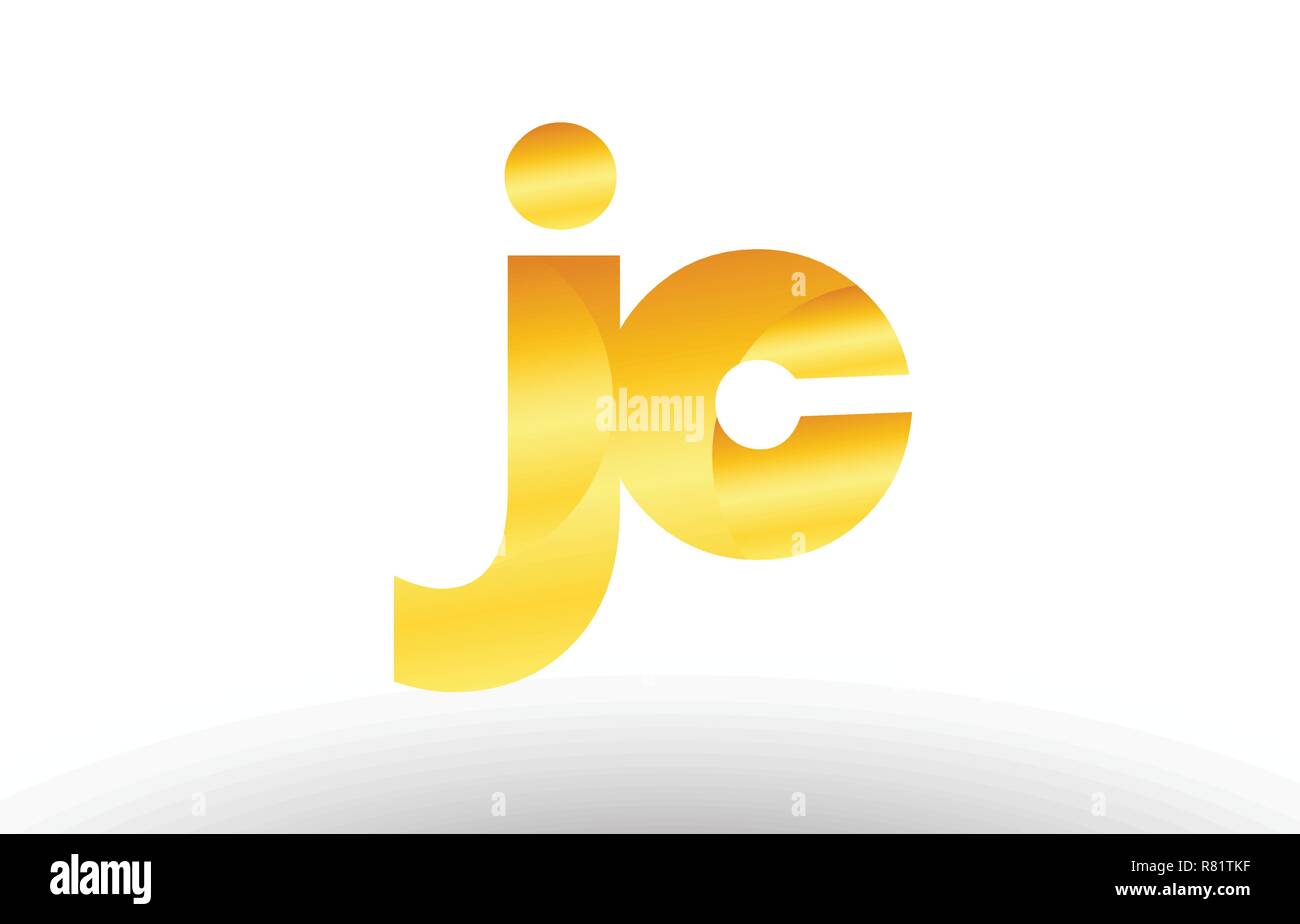 Design of alphabet letter logo combination jc j c with gold golden ...