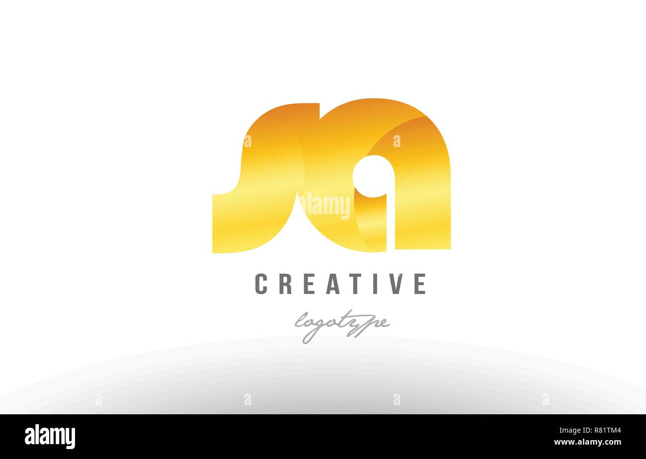 Design of alphabet letter logo combination sa s a with gold golden ...