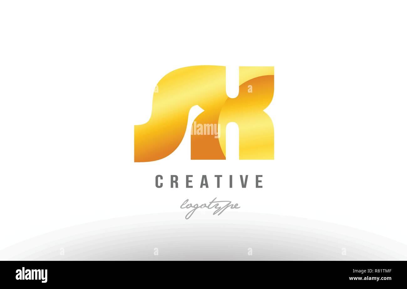 Design of alphabet letter logo combination sx s x with gold golden ...