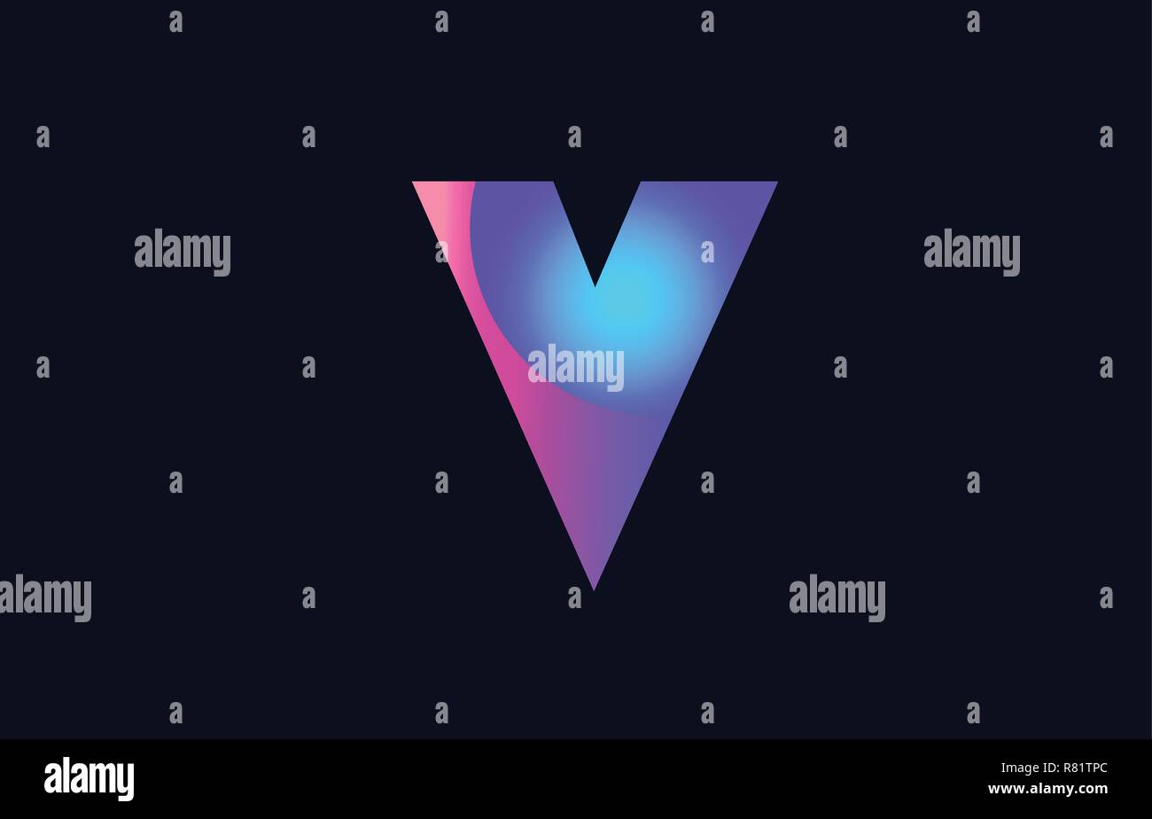 Design of alphabet letter v pink blue gradient color suitable as a logo ...
