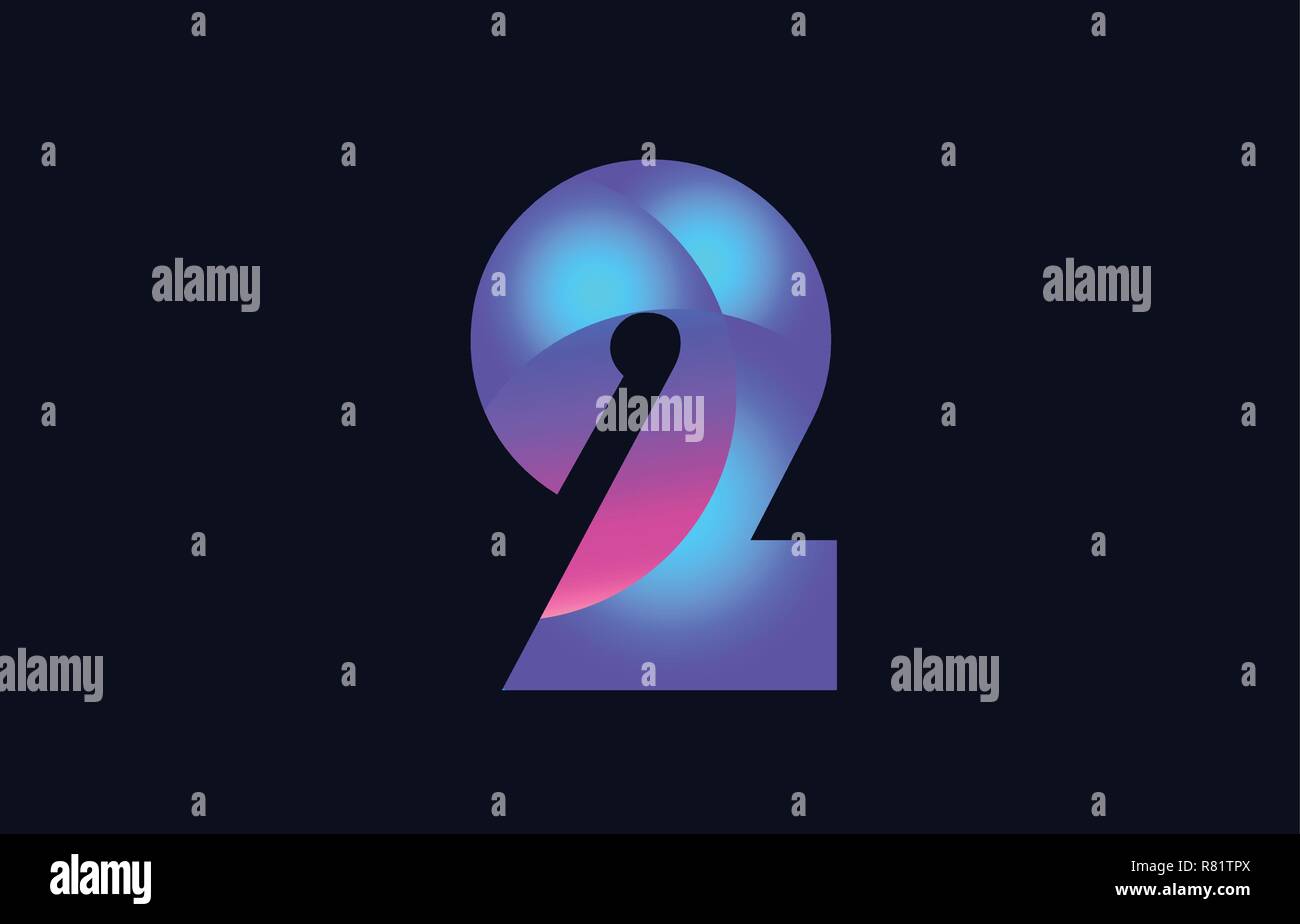 Design of number 2 pink blue gradient color suitable as a logo for a ...