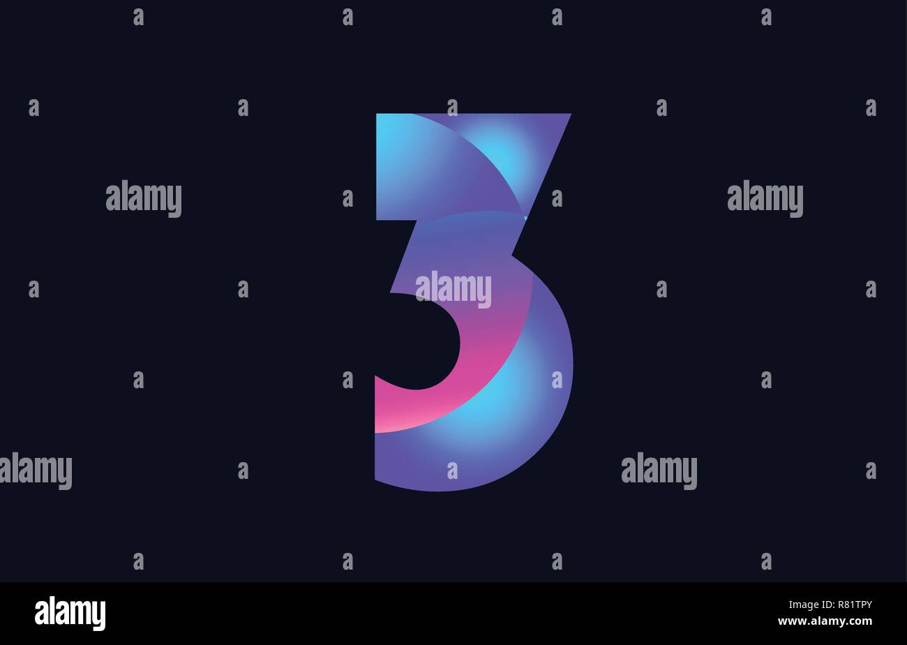 Design of number 3 pink blue gradient color suitable as a logo for a ...
