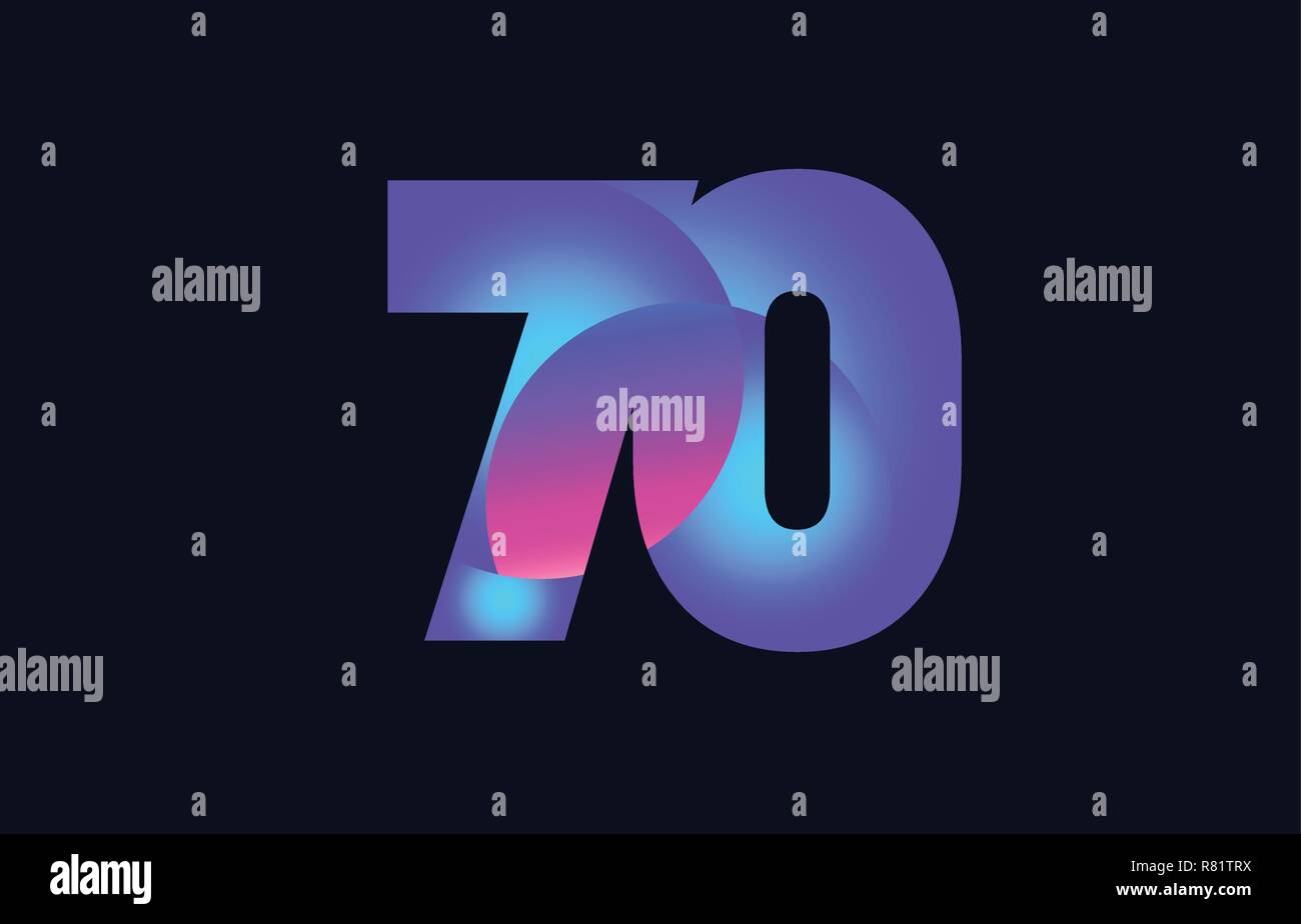 Design of number 70 pink blue gradient color suitable as a logo for a ...