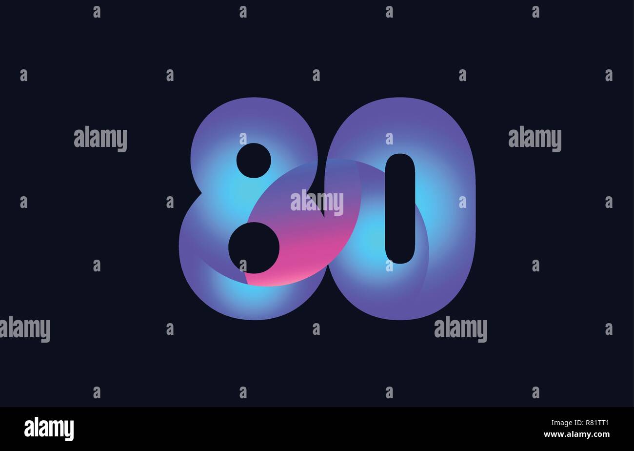 Design of number 80 pink blue gradient color suitable as a logo for a ...