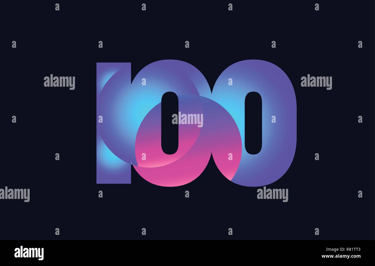 Design of number 100 pink blue gradient color suitable as a logo for a ...