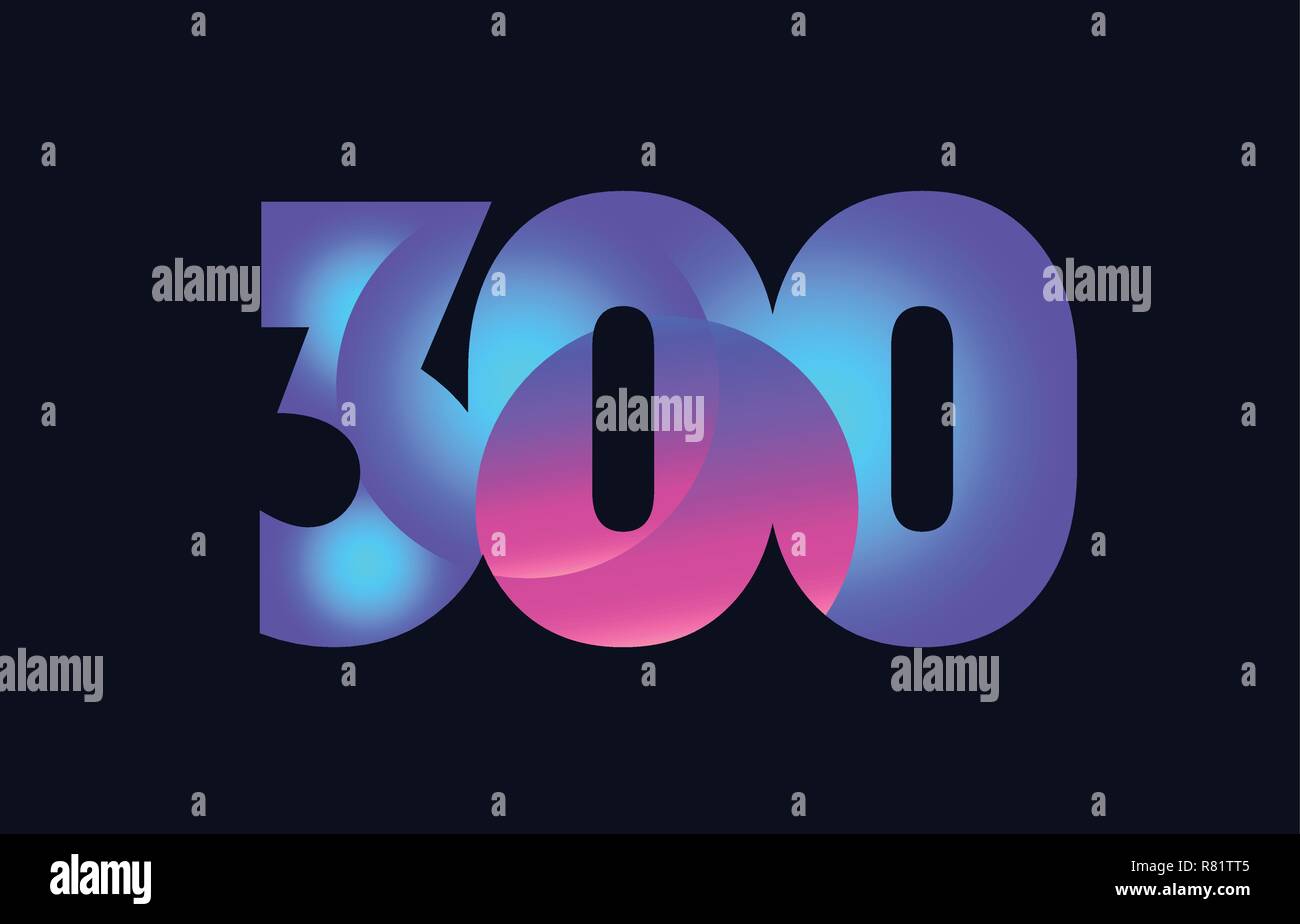 Design of number 300 pink blue gradient color suitable as a logo for a ...