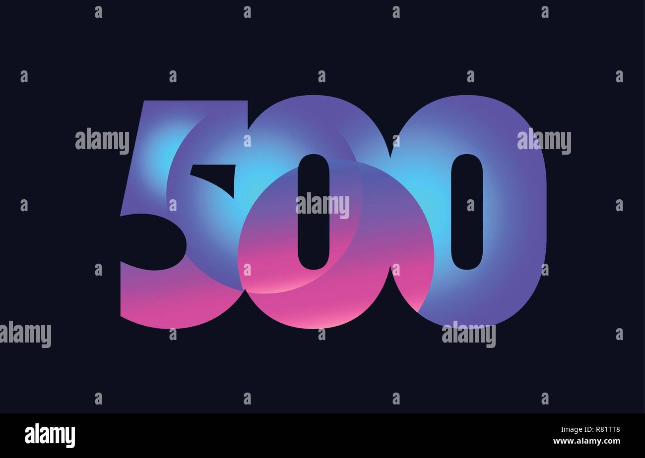 Design of number 500 pink blue gradient color suitable as a logo for a ...