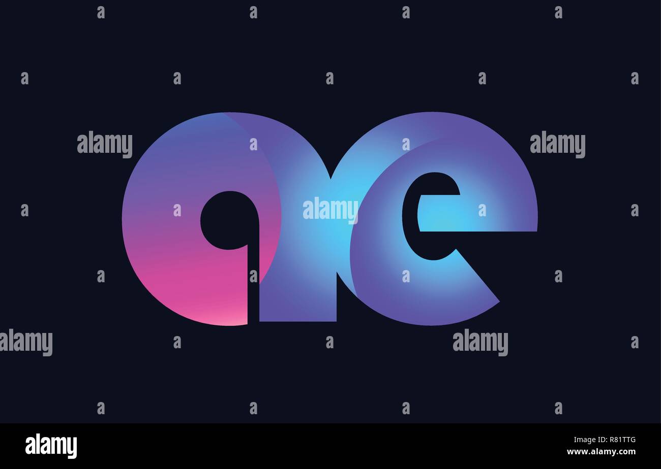 Design of alphabet letter combination ae a e pink blue gradient color ...