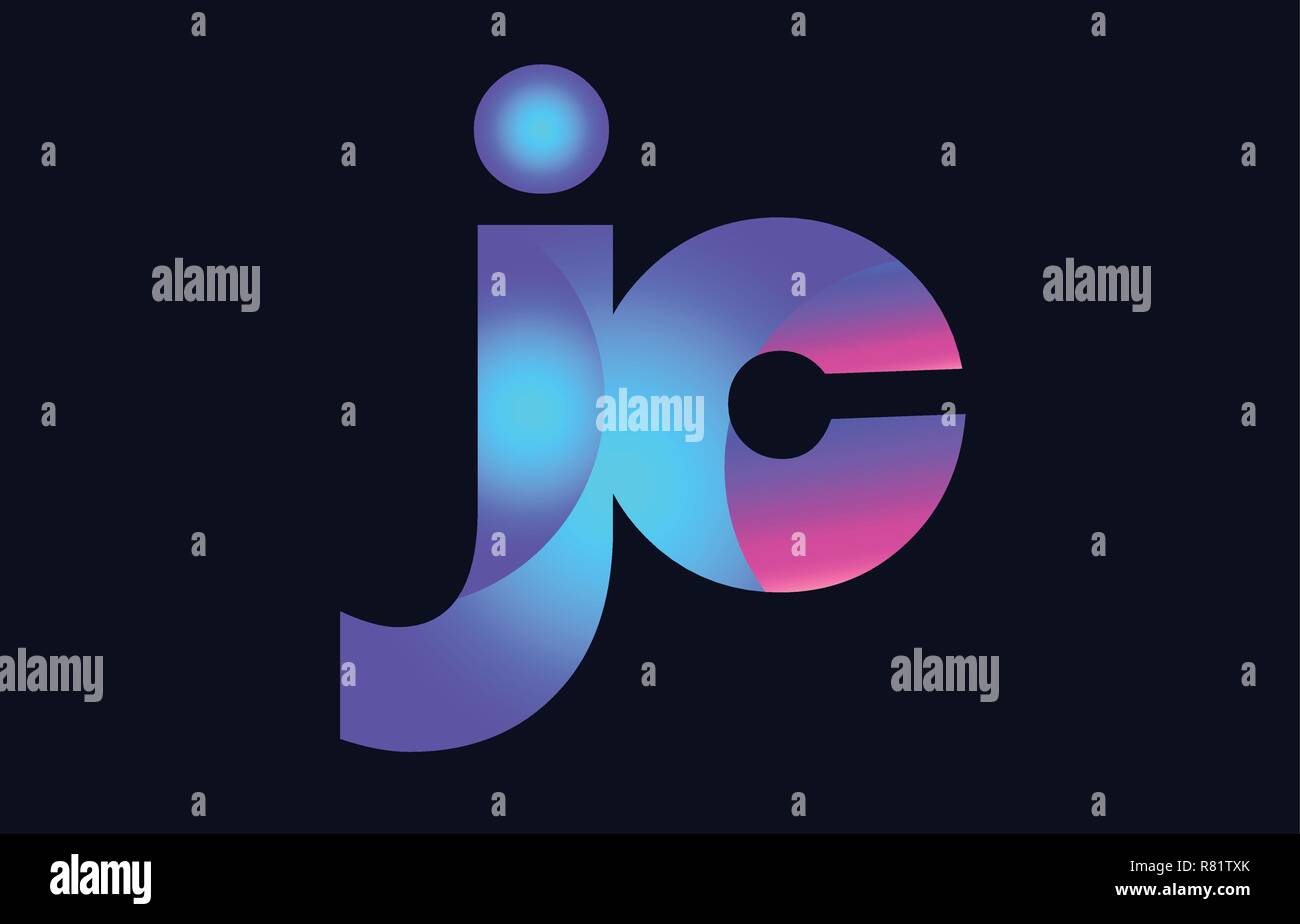 Design of alphabet letter combination jc j c pink blue gradient color ...