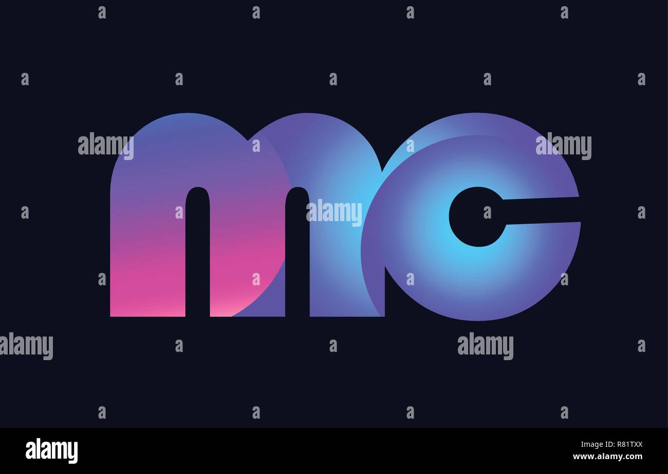 Design of alphabet letter combination mc m c pink blue gradient color ...
