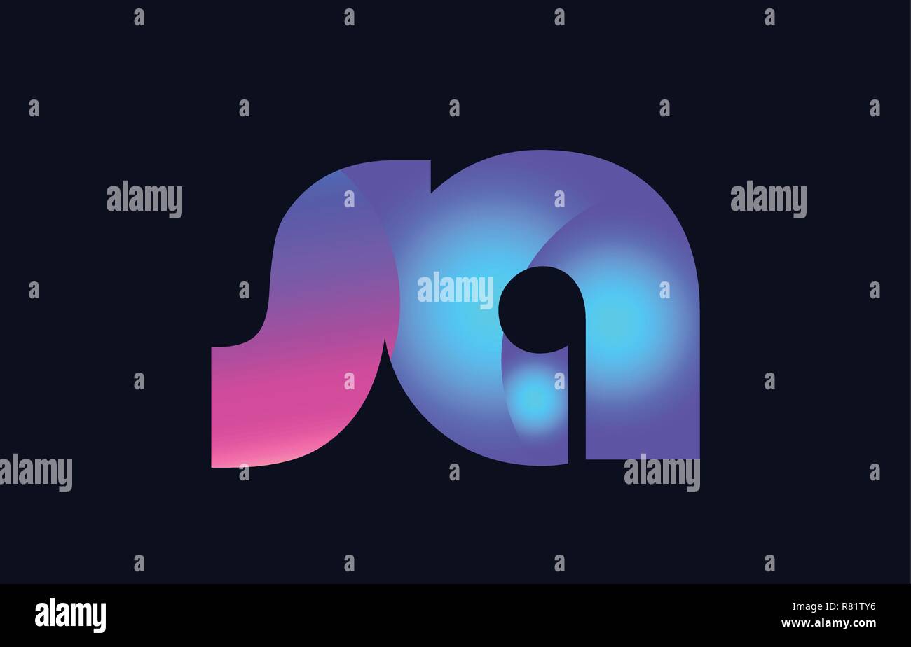 Design of alphabet letter combination sa s a pink blue gradient color ...