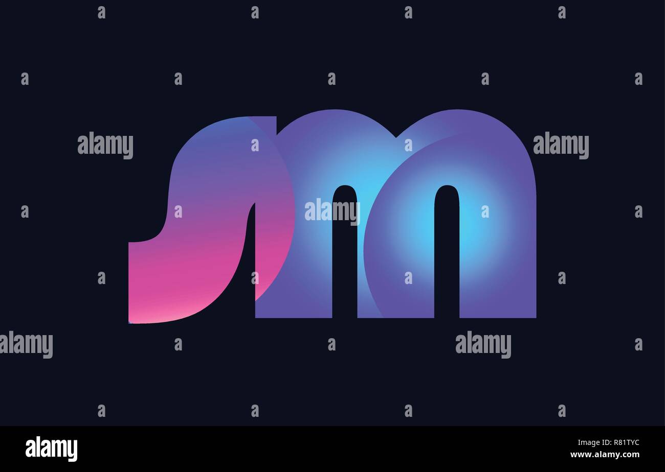 Design of alphabet letter combination sm s m pink blue gradient color ...