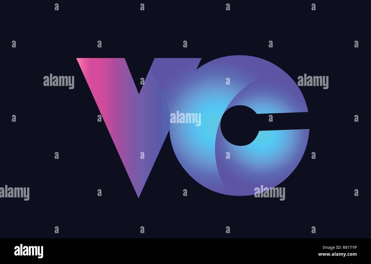 Design of alphabet letter combination vc v c pink blue gradient color ...