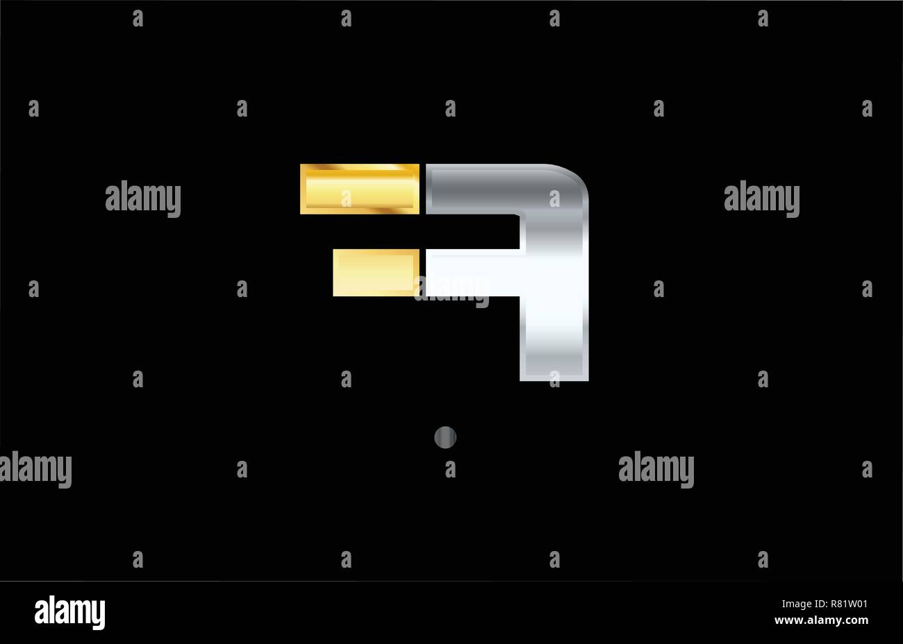 a silver gold letter alphabet logo with golden metallic color Stock ...