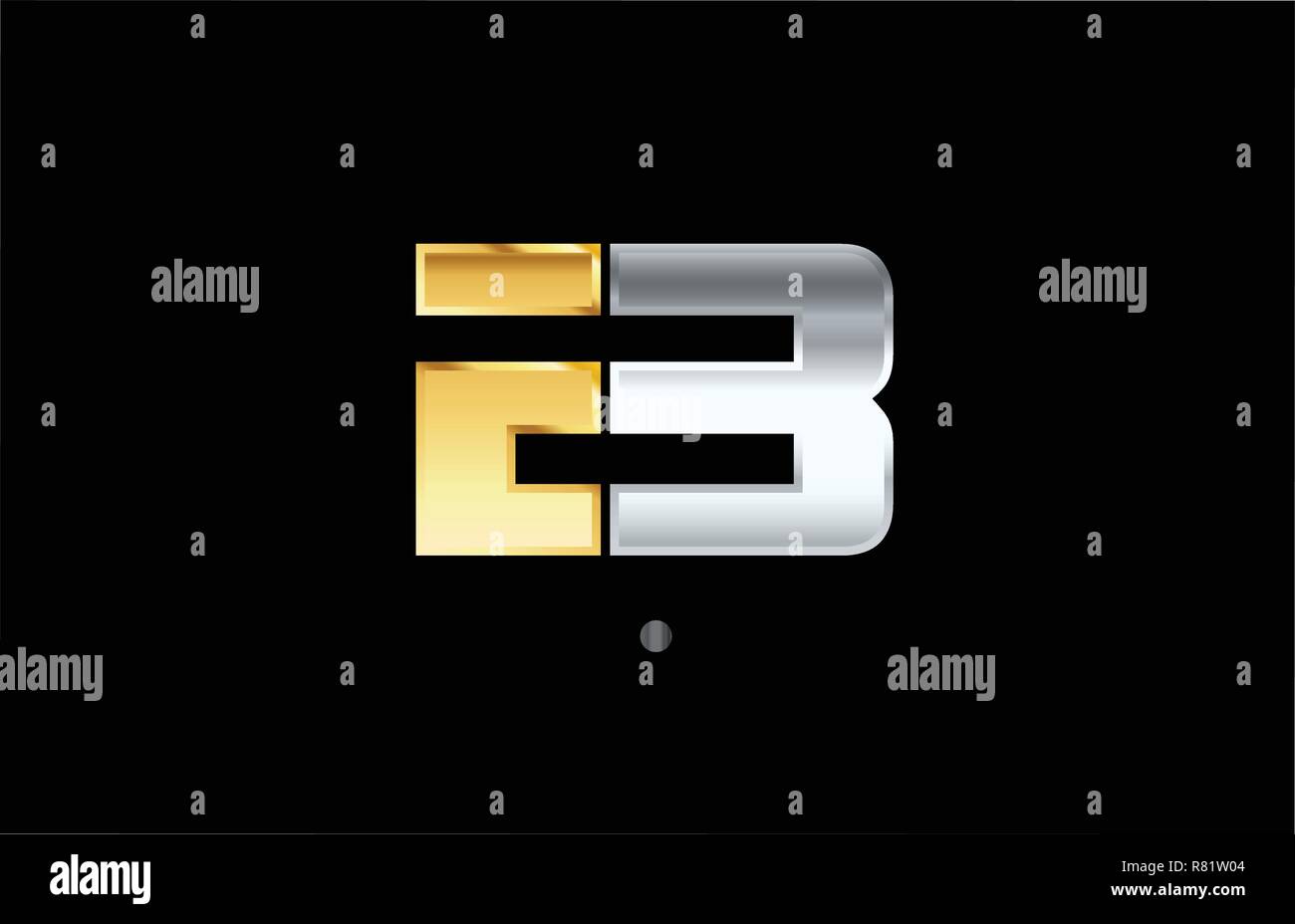 b silver gold letter alphabet logo with golden metallic color Stock ...