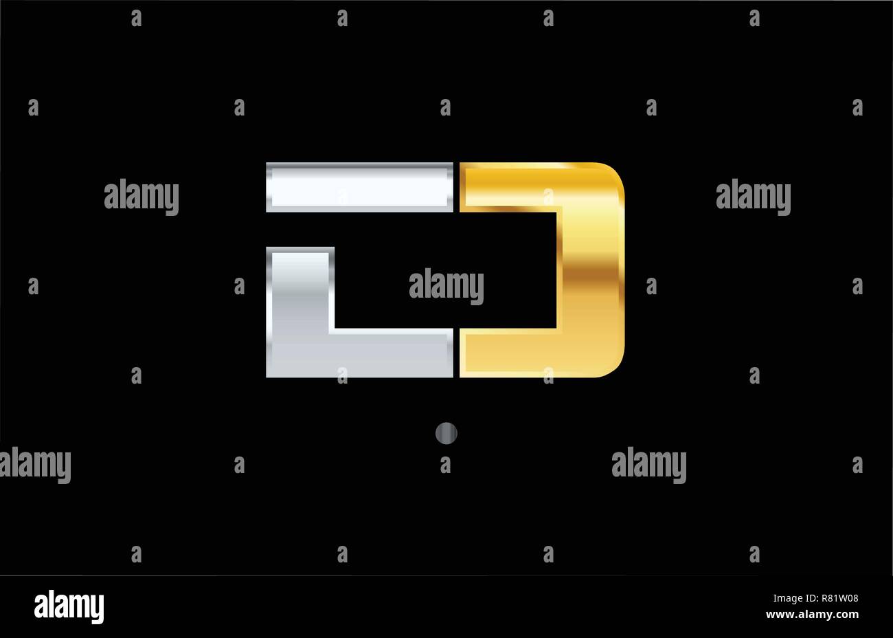 d silver gold letter alphabet logo with golden metallic color Stock ...