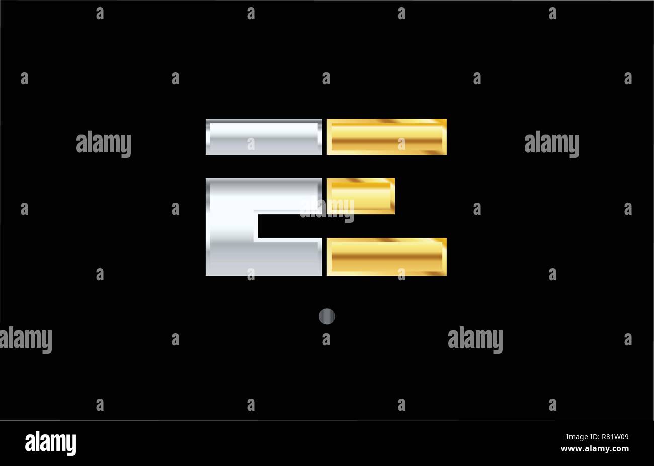 e silver gold letter alphabet logo with golden metallic color Stock ...