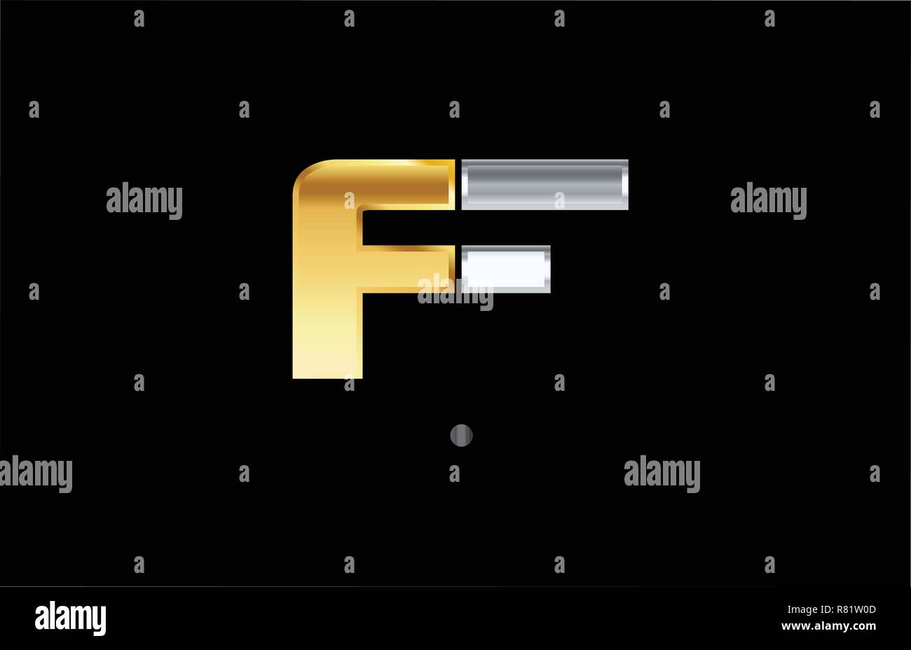 f silver gold letter alphabet logo with golden metallic color Stock ...