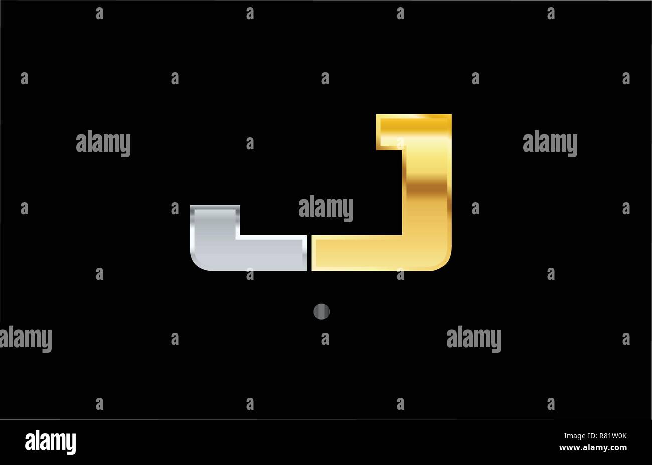 j silver gold letter alphabet logo with golden metallic color Stock ...