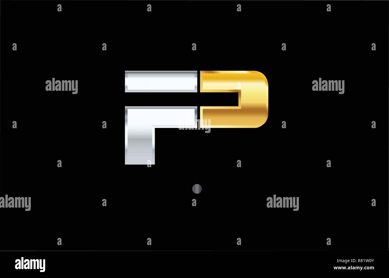 p silver gold letter alphabet logo with golden metallic color Stock ...