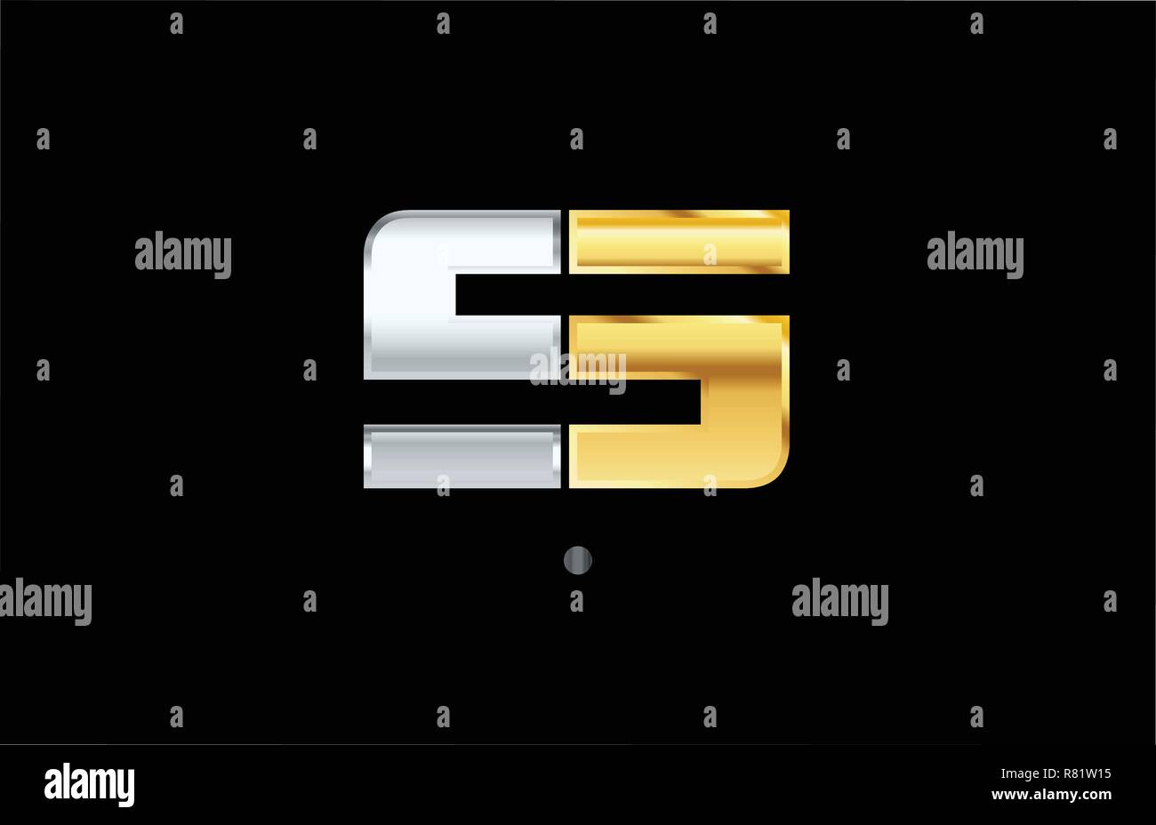 s silver gold letter alphabet logo with golden metallic color Stock ...