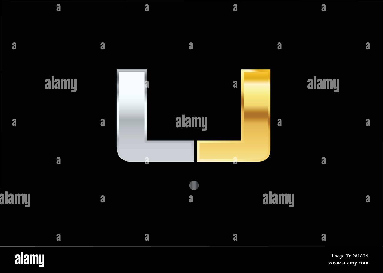 u silver gold letter alphabet logo with golden metallic color Stock ...