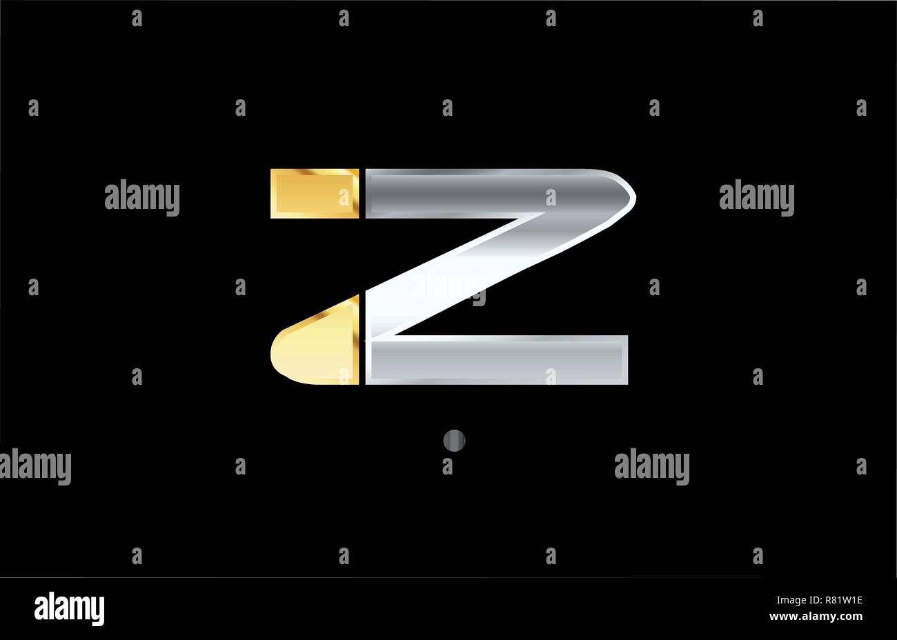 z silver gold letter alphabet logo with golden metallic color Stock ...